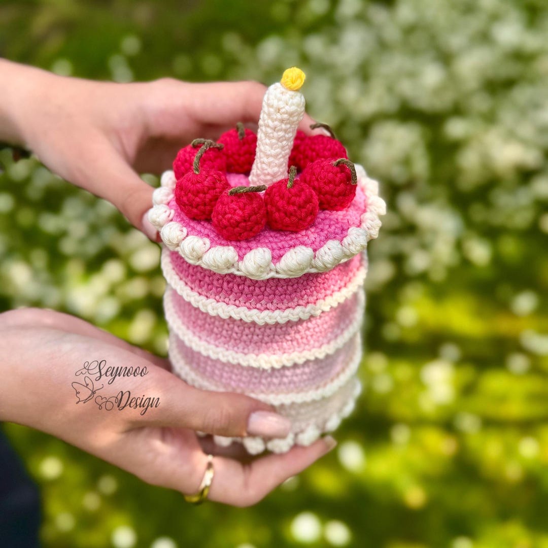 Crochet Birthday Cake PDF Pattern in English, Amigurumi Cake PDF Pattern, Crochet Ombré Cake ...