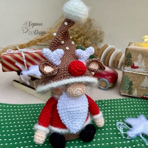 Crochet Cute Reindeer Gnome Pattern, Reindeer Gnome Pattern, Amigurumi ...
