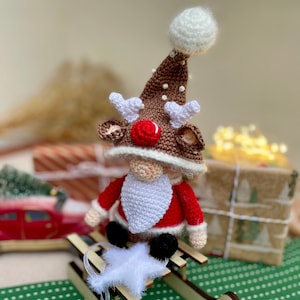 Crochet Cute Reindeer Gnome Pattern, Reindeer Gnome Pattern, Amigurumi ...