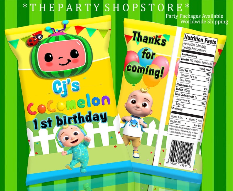 Cocomelon Chip Bags Cocomelon Party Favors Etsy