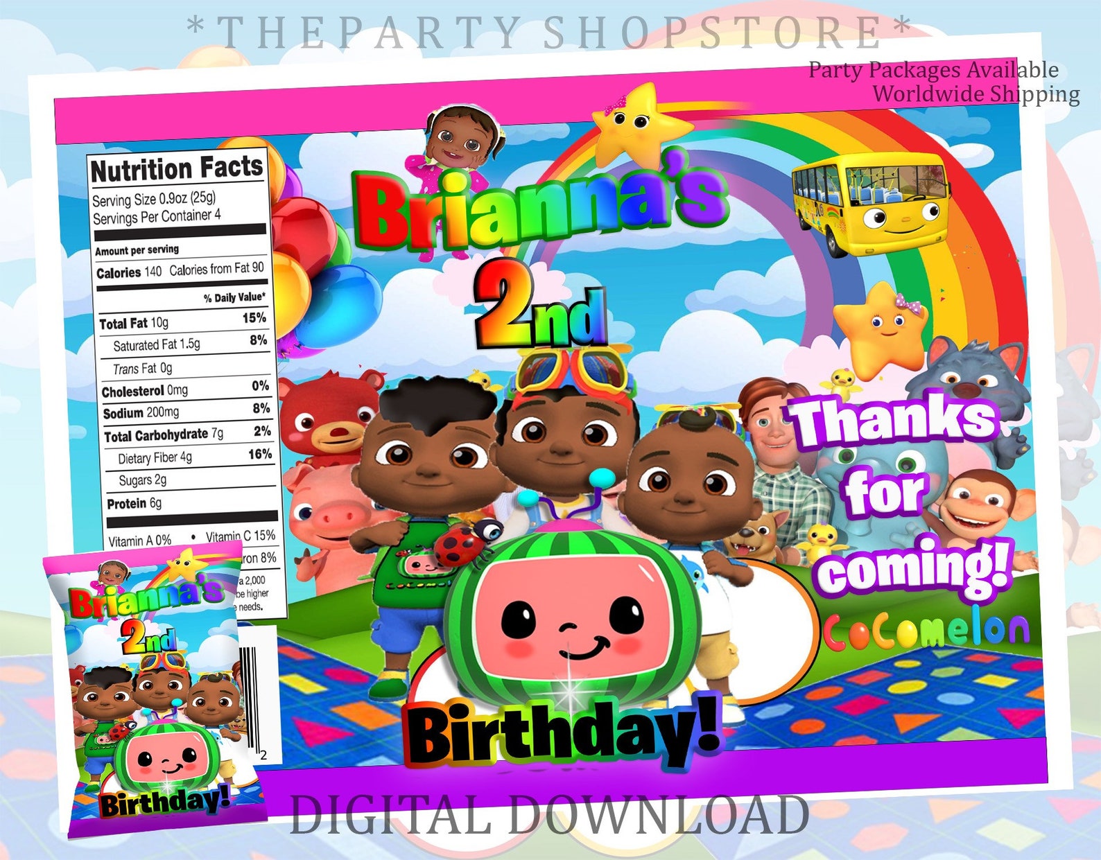 Girl Cocomelon Chip Bag Digital File Girl Cocomelon Chip Etsy