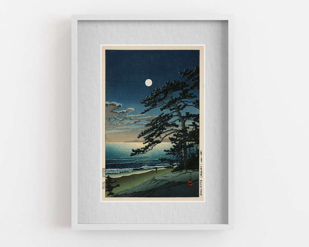 Japanese Art Print Spring Moon at Ninomiya Beach by Kawase Hasui ...
