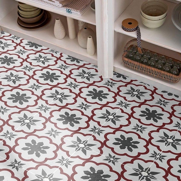 Red Tile Floor Stickers - Etsy