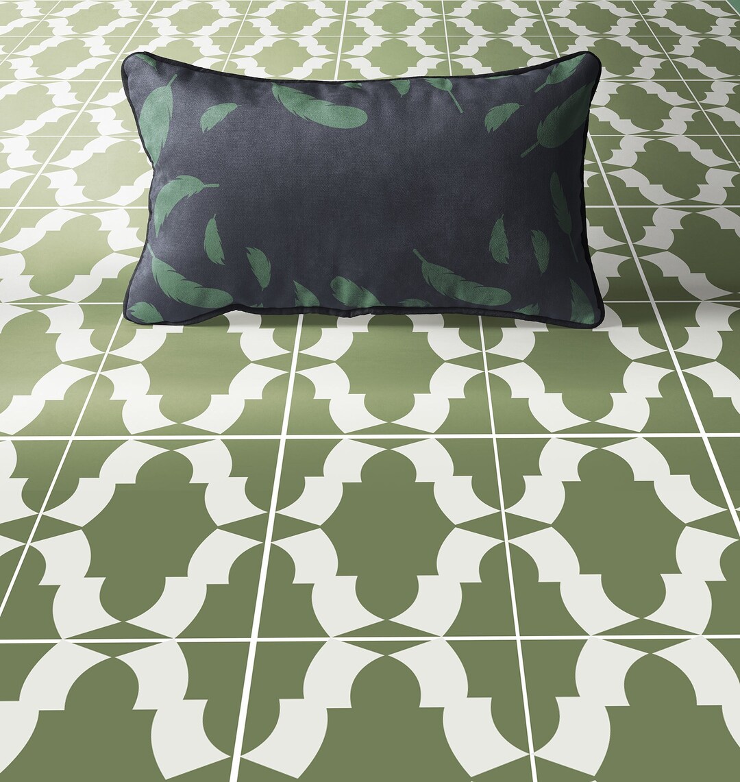 Green Tile Decal Aesthetic Removable Tile Decals Eclectic Vinyl Tile ...