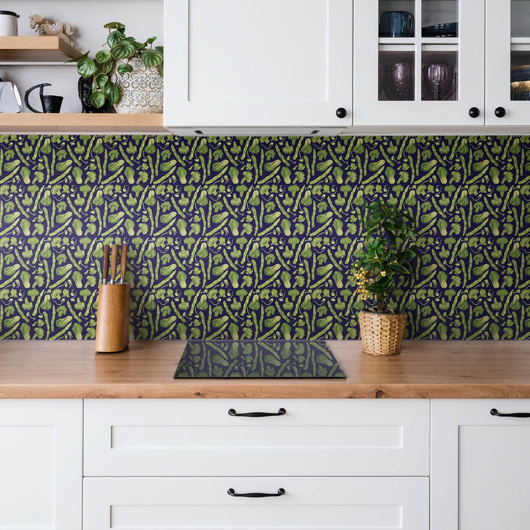 Green Vegetables Tile Stickers, Self Adhesive Tiles, Food Tile Stickers ...