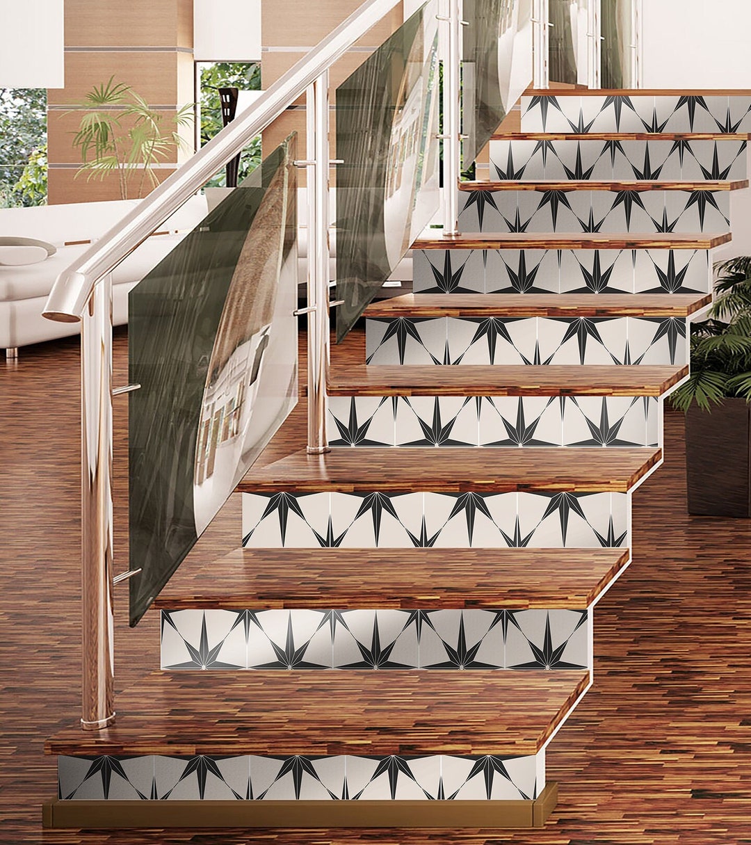 Starry Beige Stair Sticker Minimalism Stair Riser Deco Strips Stair ...