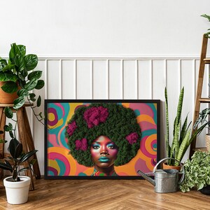 Moss Handicrafts, A Woman From Afro, Wooden Wall Decor, Moss Wall Art ...
