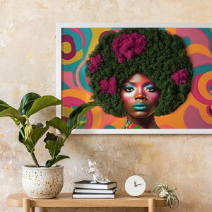 Moss Handicrafts, A Woman From Afro, Wooden Wall Decor, Moss Wall Art ...