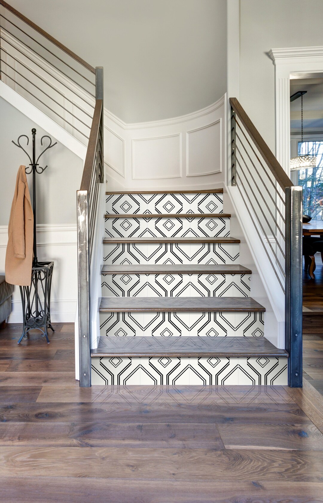 Geometric Minimalist Removable Stair Decal Geometric Peel & Stick ...