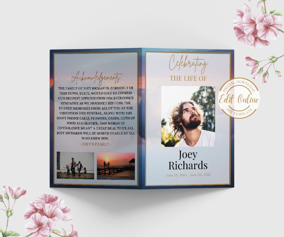 Heaven Themed Funeral Program Template Celebration of Life - Etsy Canada