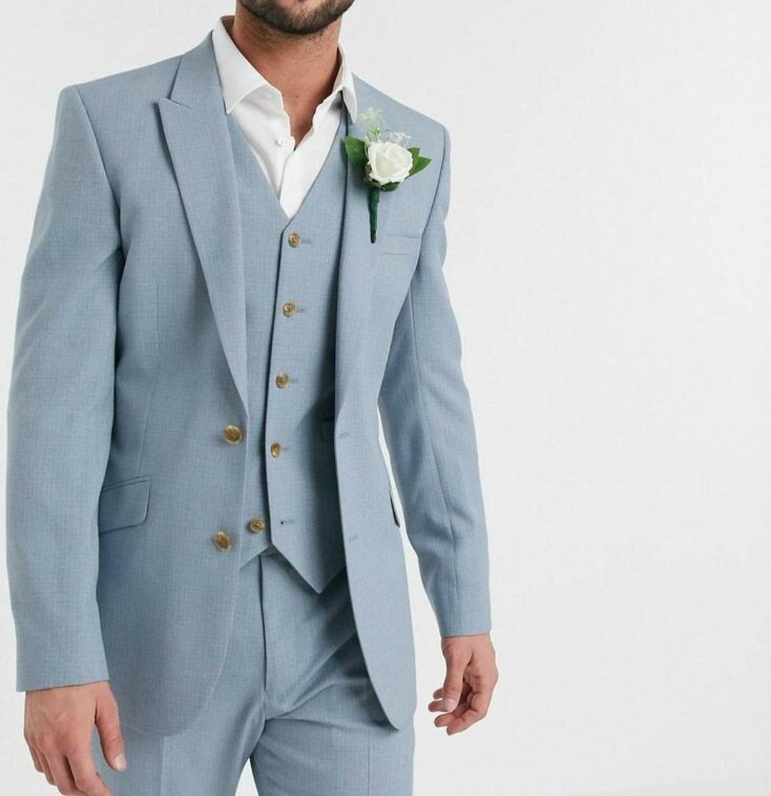 MEN SUIT Men Wedding Suit Groom Wedding Suit Ocean Blue Men Suit Men ...