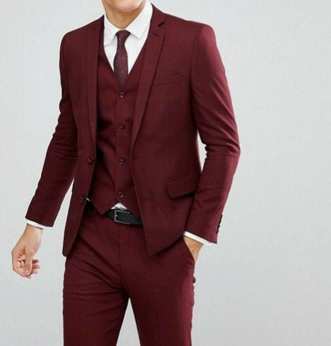 RED WEDDING SUIT Elegant Fashion Suit Men Red Suits Wedding Wear Gift ...