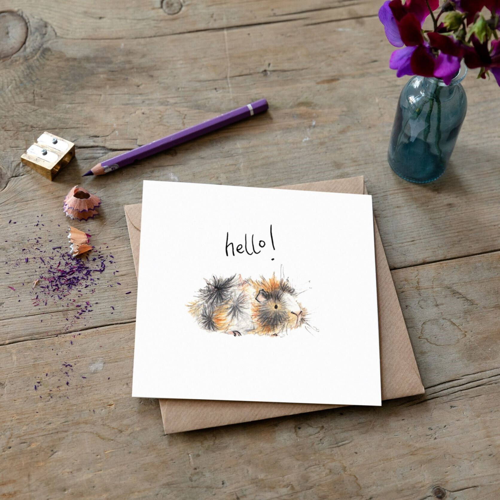 Hello Guinea Pig Card Ruby - Etsy
