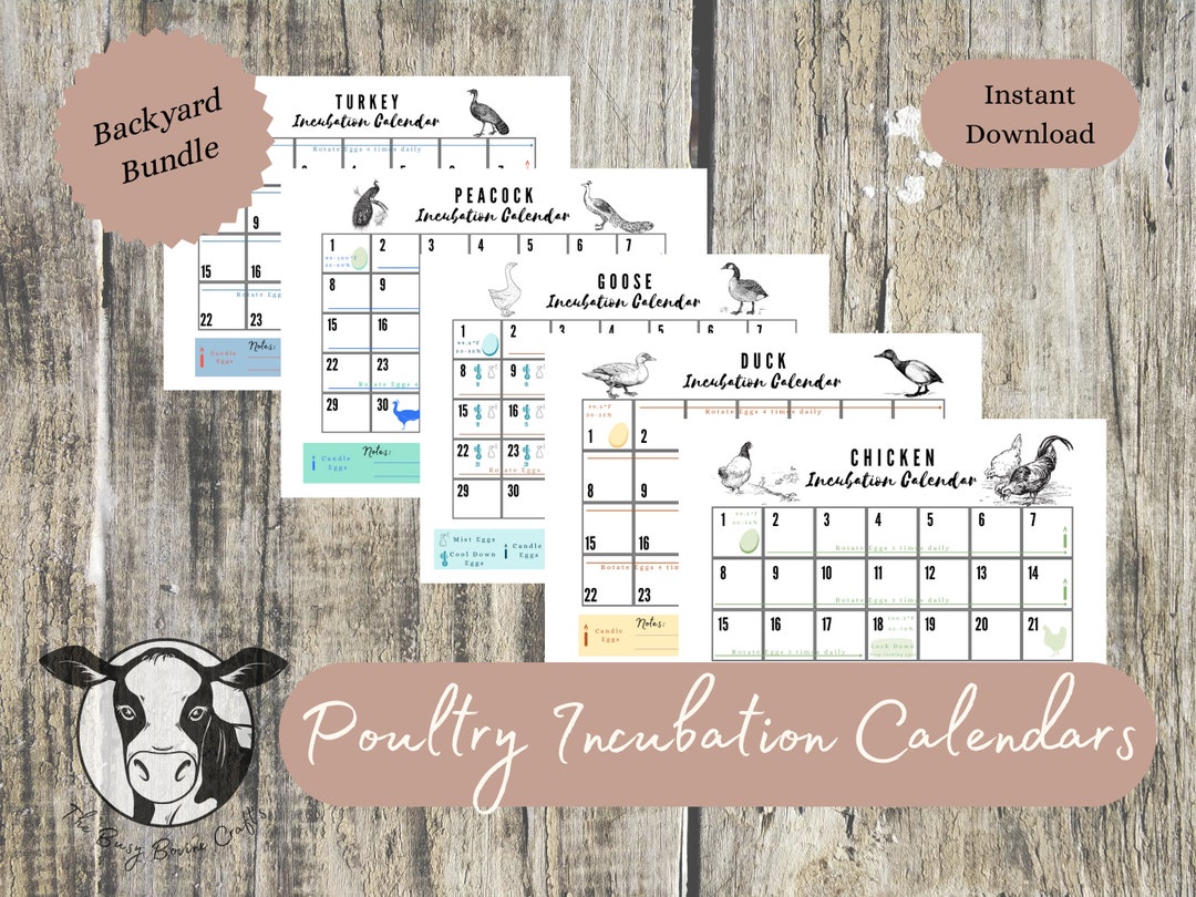 Printable Egg Incubation (hatching) Calendar & Tracker for Backyard ...