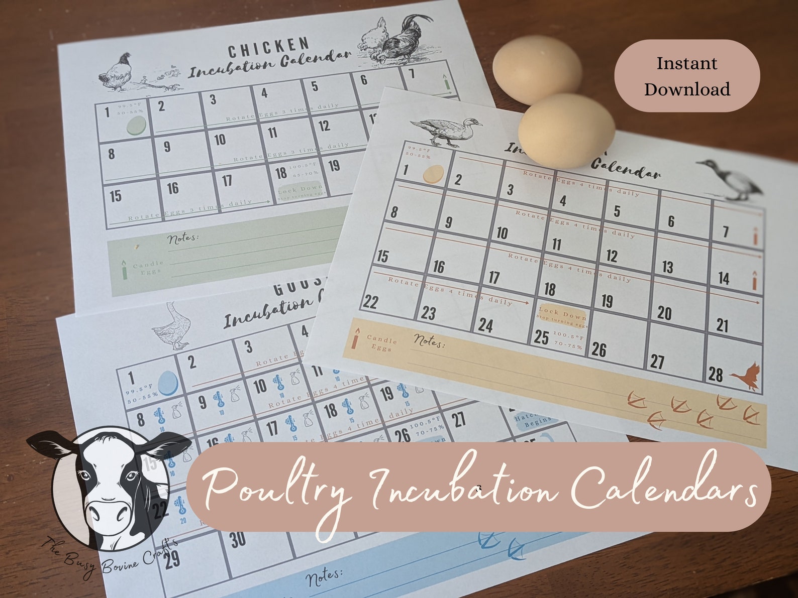 Printable Egg Incubation (hatching) Calendar & Tracker for Chickens ...
