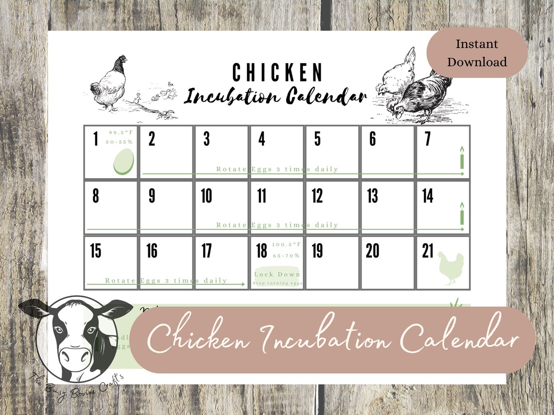 Printable Egg Incubation (hatching) Calendar & Tracker for Chickens ...
