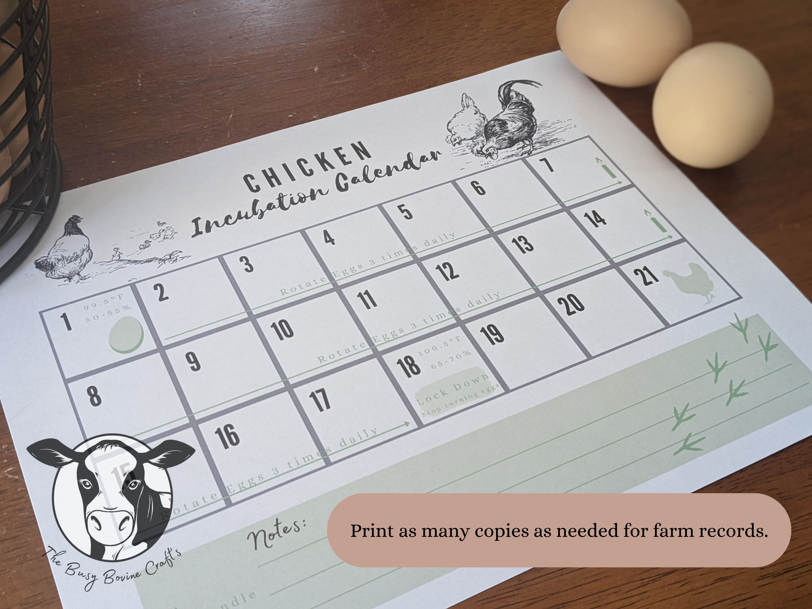 Printable Egg Incubation (hatching) Calendar & Tracker for Turkeys ONLY ...