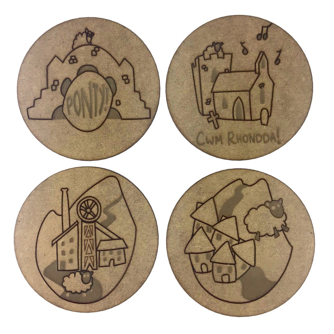 Welsh Valleys Laser Cut Wooden Round Coasters / Placemats Single or ...