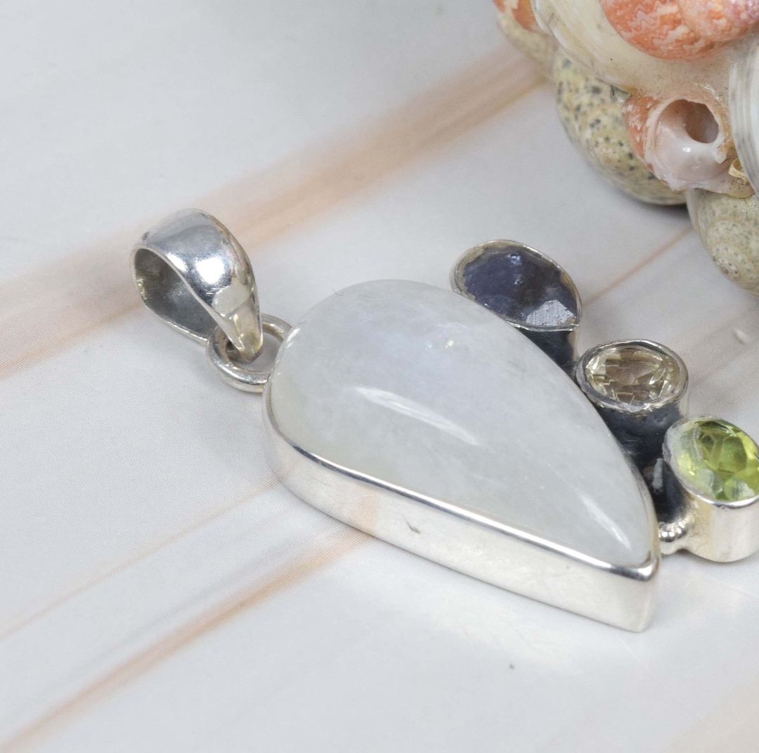 White Rainbow Moonstone 925 Sterling Silver Natural Multi Cut Gemstone ...