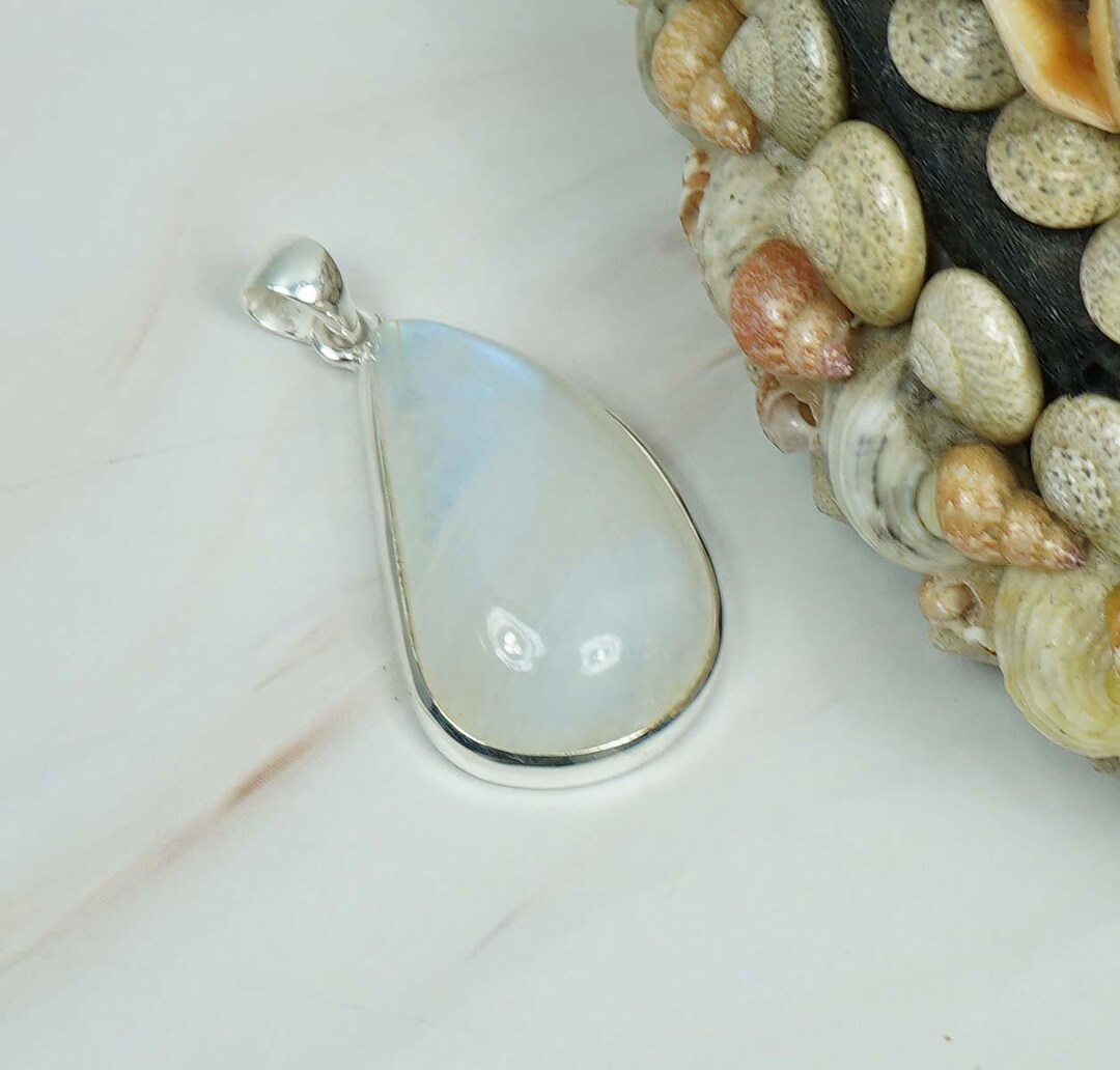 White Rainbow Moonstone 925 Sterling Silver Moonstone Gemstone Big ...