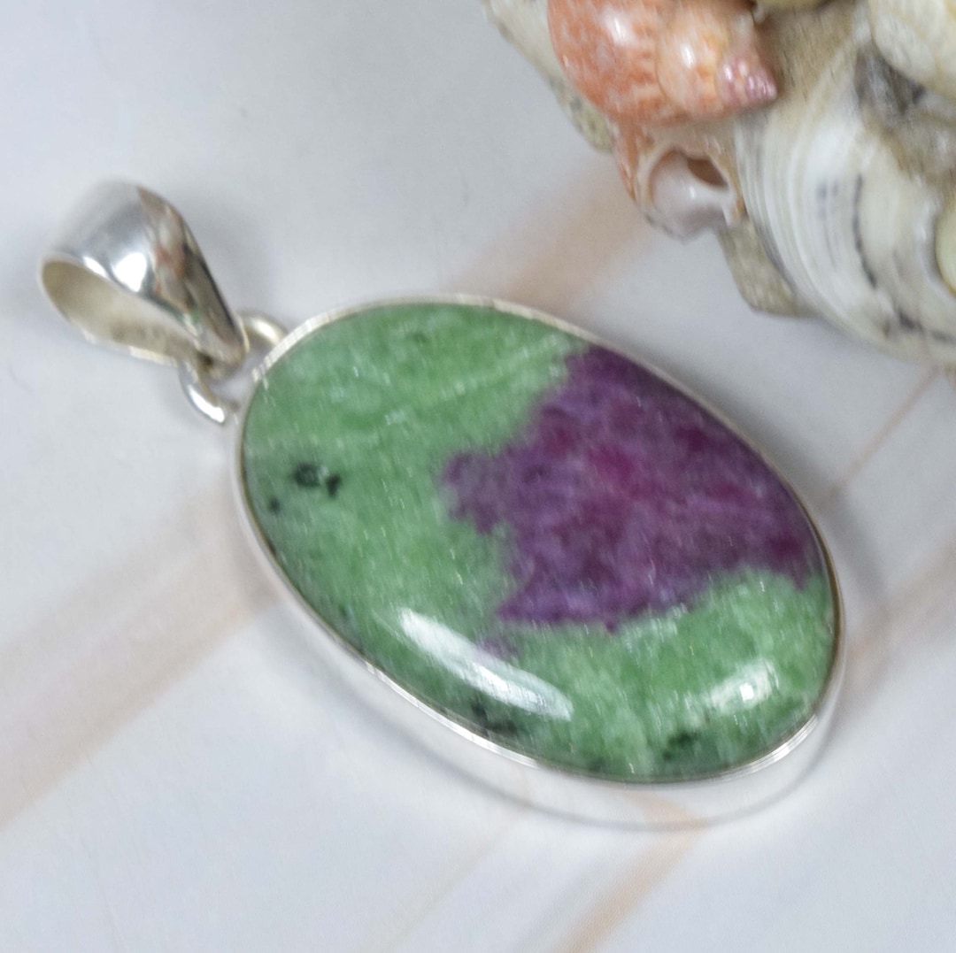 Ruby Zoisite 925 Sterling Silver Big Natural Gemstone Pendant ...