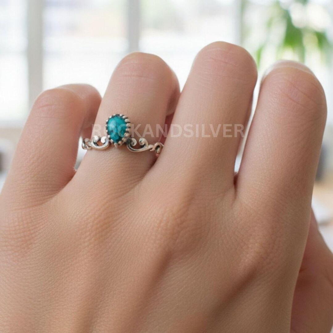 Pear Turquoise Sterling Silver Statement Ring - December Birthstone - Etsy