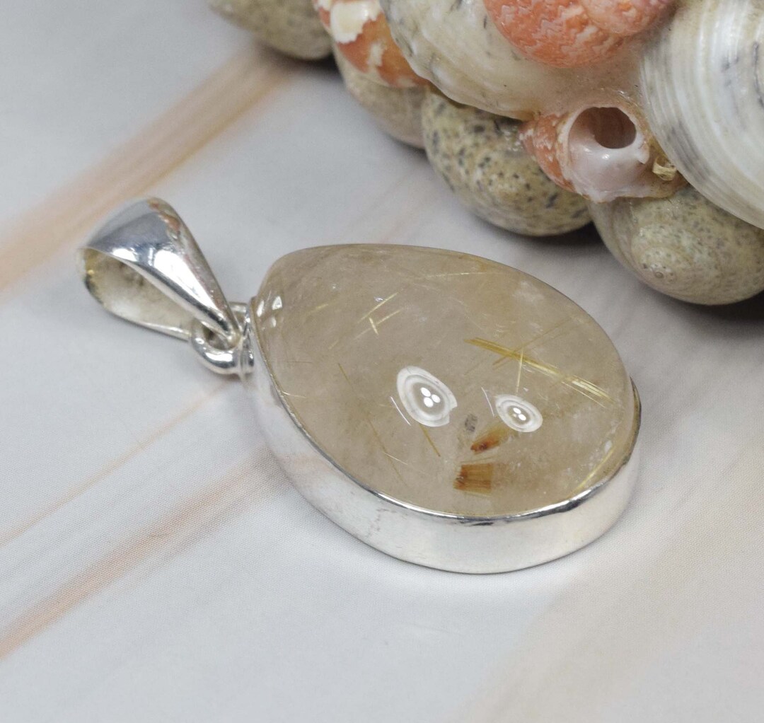 Golden Rutile 925 Sterling Silver Rutile Gemstone Elegant Pendant ...