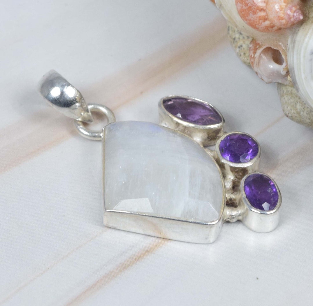 White Rainbow Moonstone 925 Sterling Silver Natural Multi Cut Gemstone ...