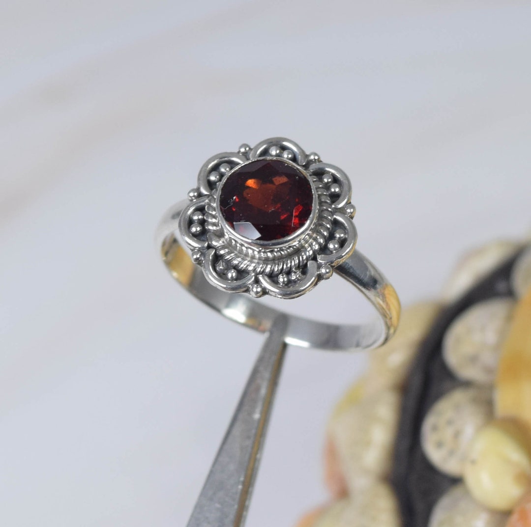Buy Cut Red Garnet 925 Sterling Silver Gemstone Ring Designer Ring ...