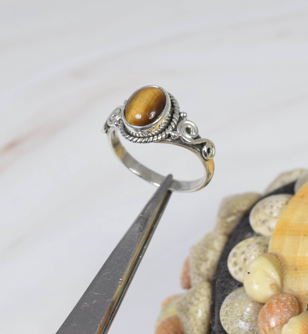Buy Tiger Eye 925 Sterling Silver Gemstone Oval Ring Handmade Jewelry ...