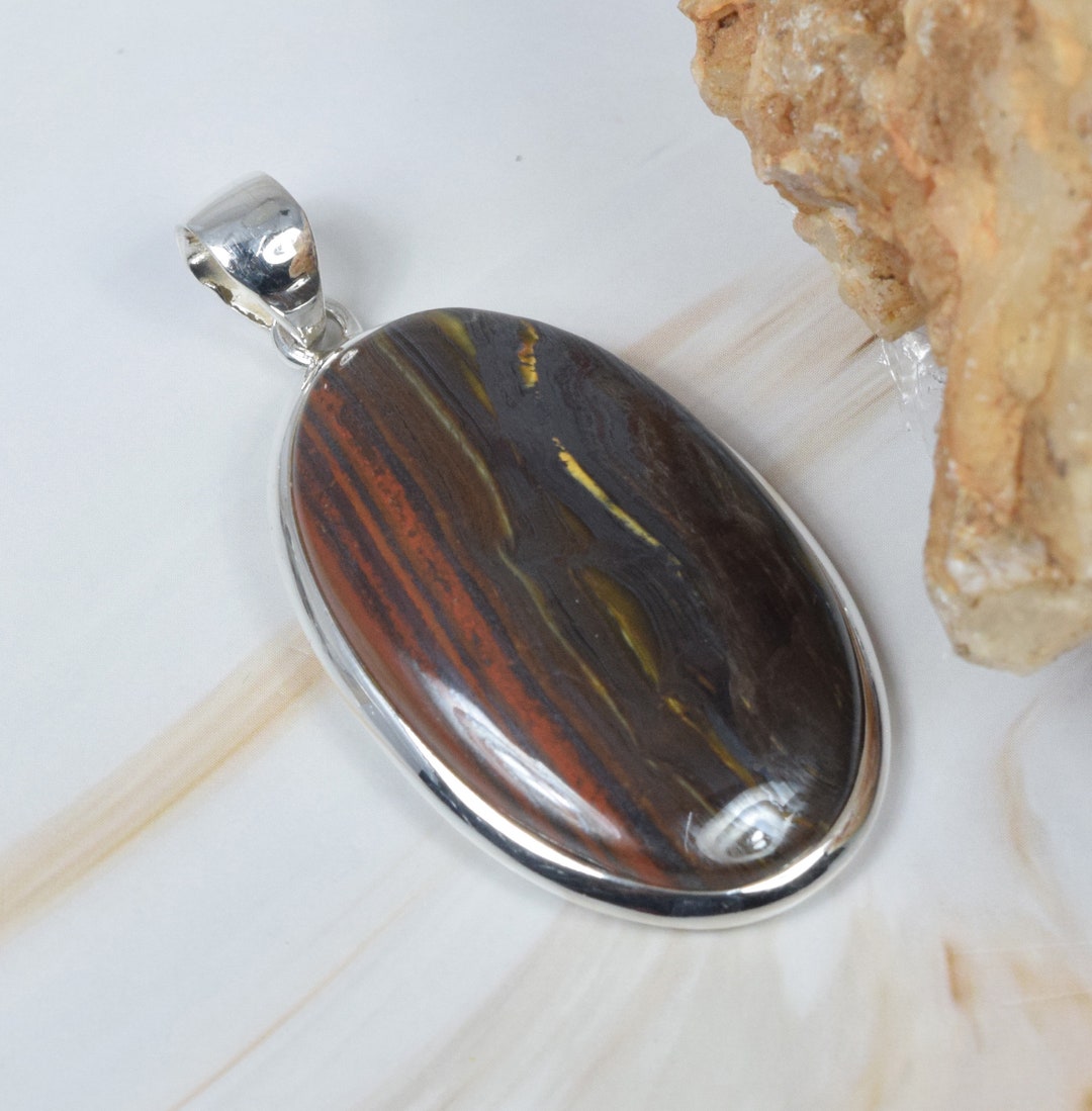 Iron Tiger Eye 925 Sterling Silver Gemstone Pendant ~ Handmade Jewelry ...