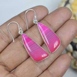 Pink Botswana Agate 925 Sterling Silver Gemstone Earring - Etsy UK