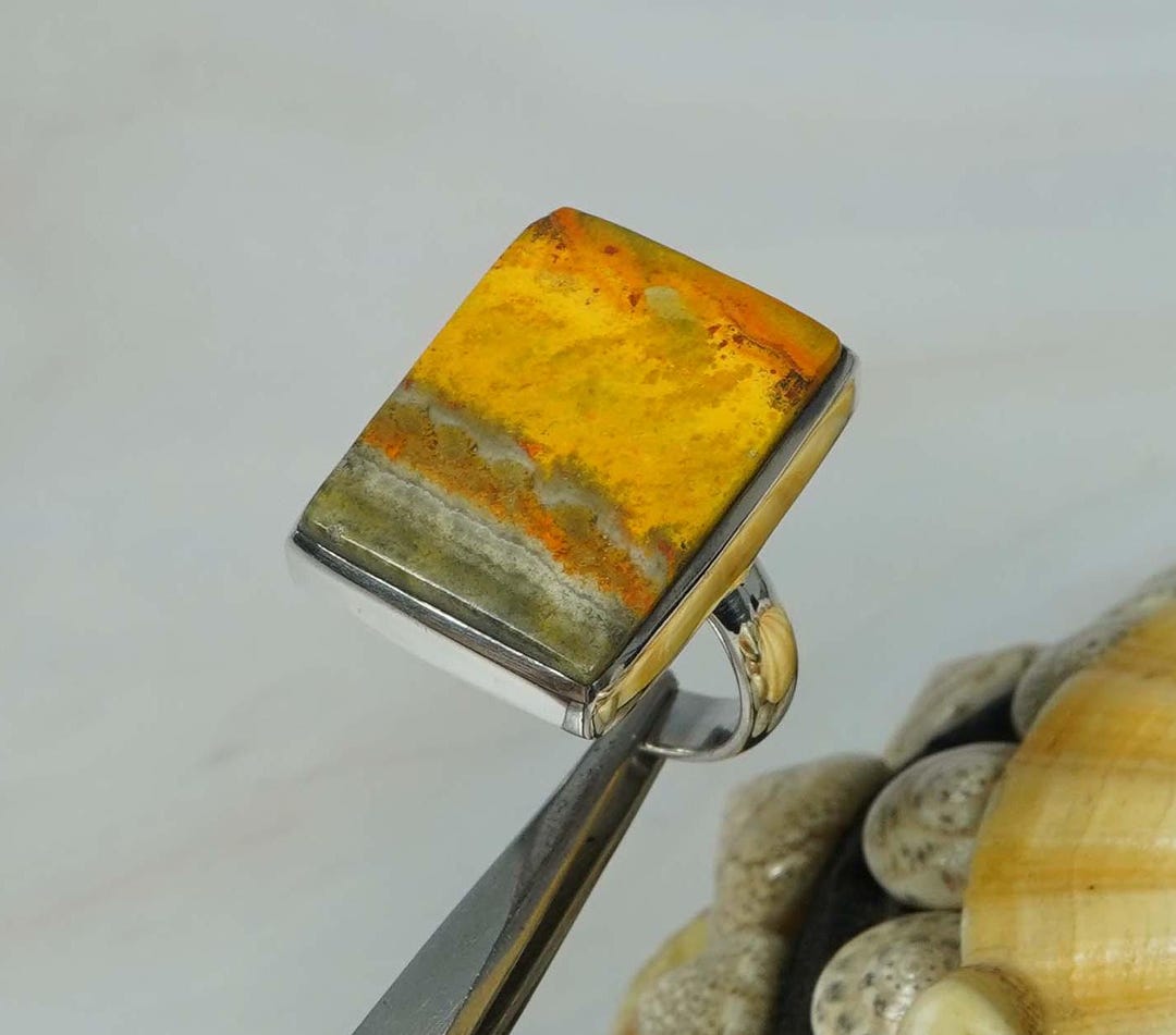 Natural Yellow Jasper 925 Sterling Silver Gemstone Ring, June ...