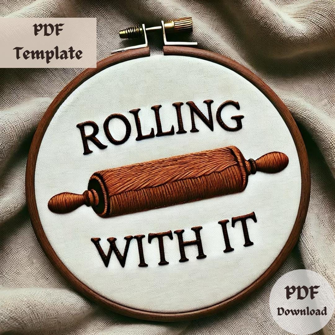 Rolling With It Embroidery Pattern, Rolling Pin Stitching Design ...