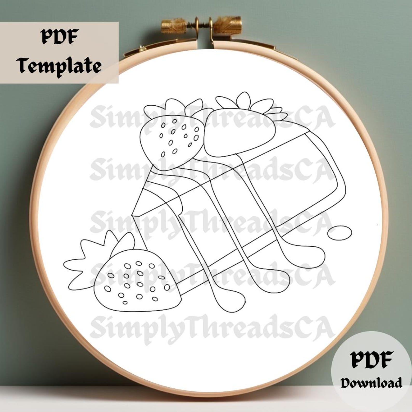 Strawberry Cheesecake Embroidery Pattern, Dessert Hand Embroidery ...