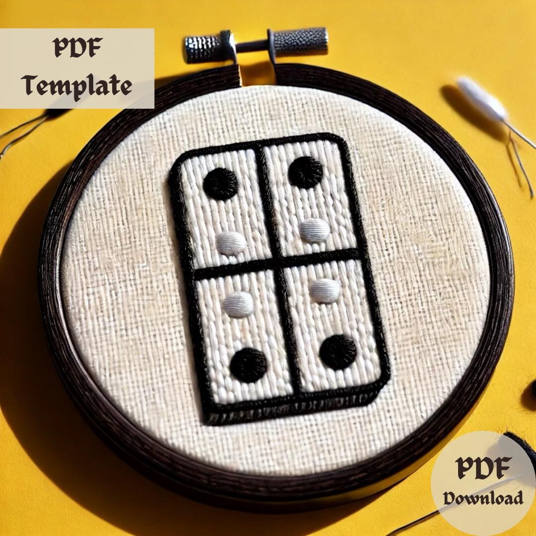 Dominoes Embroidery Pattern, Hand Embroidery PDF, DIY Game Stitching ...