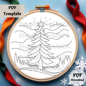 Evergreen Tree Embroidery Pattern, PDF DIY Northern Lights Design ...