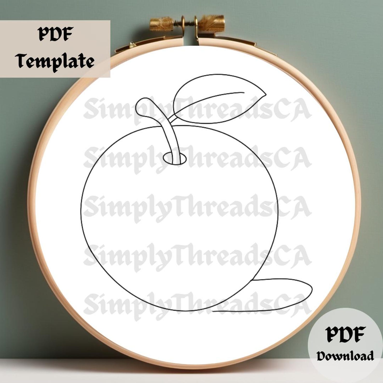 Green Apple Embroidery Pattern, Fruit Hand Embroidery Design, DIY ...