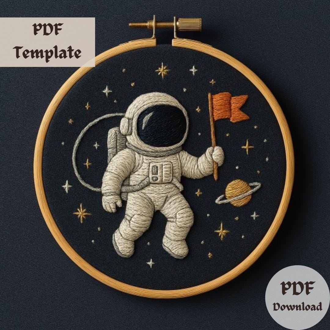 Astronaut Embroidery Pattern, Space Explorer Stitching PDF, Hand ...