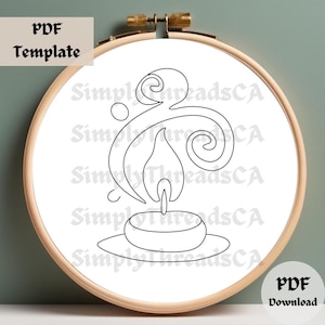 Candle Flame Embroidery Pattern, Hand Embroidery PDF, DIY Cozy ...