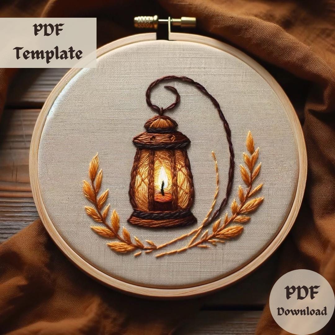Candle Lantern Embroidery Pattern, Hand Embroidery PDF, DIY Cozy ...