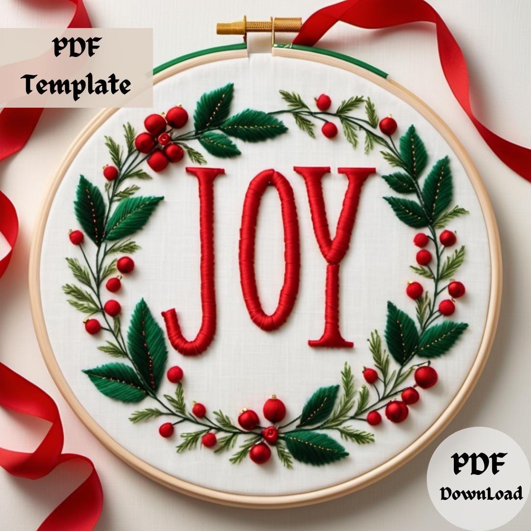 JOY Hand Embroidery Pattern, Beginner Embroidery Design, Hand-stitched ...