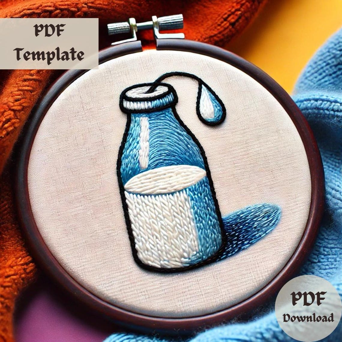 Milk Bottle Embroidery Pattern, Spilled Milk Hand Stitching PDF ...