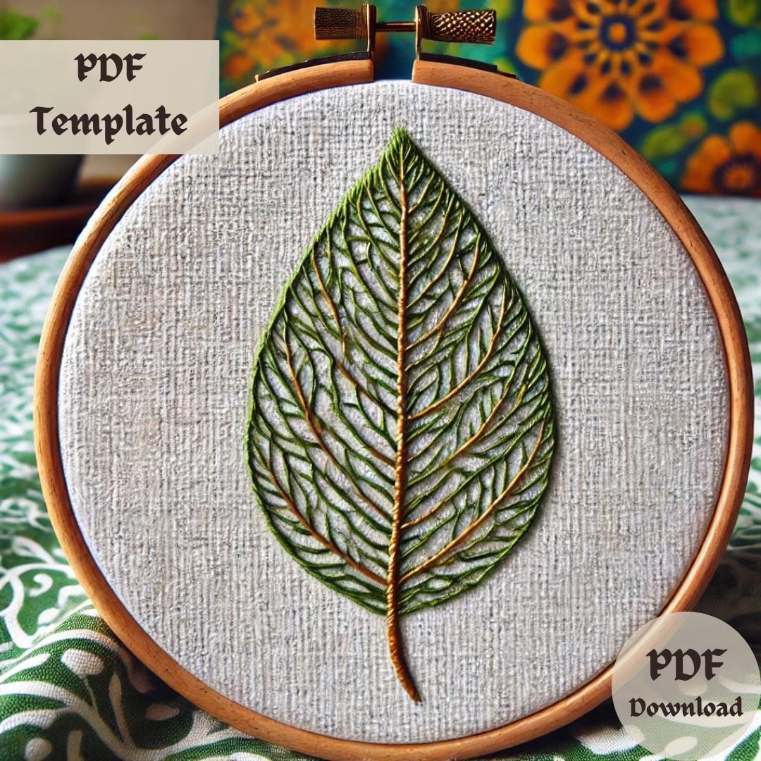 Leaf Veins Embroidery Pattern, Hand Embroidery PDF, Botanical Stitching ...