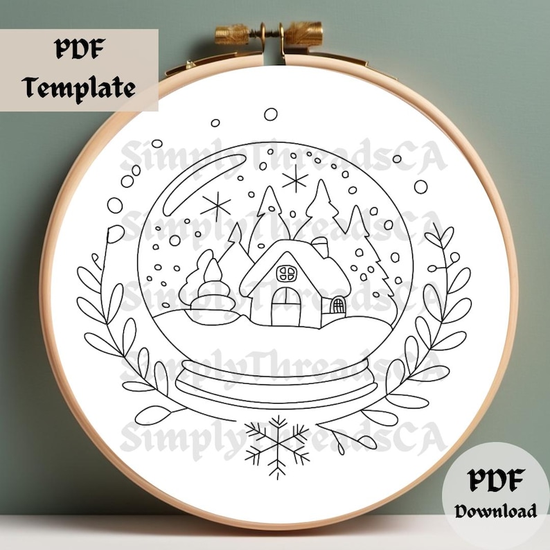Snow Globe Hand Embroidery Pattern, Winter Hand Embroidery, Holiday ...