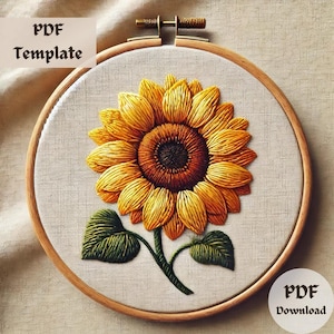 Sunflower Embroidery Pattern, Floral Hand Embroidery, Autumn Bloom ...