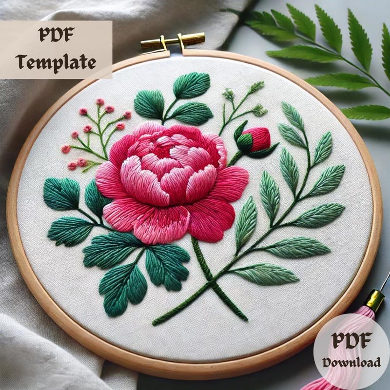 Peony Hand Embroidery - Etsy