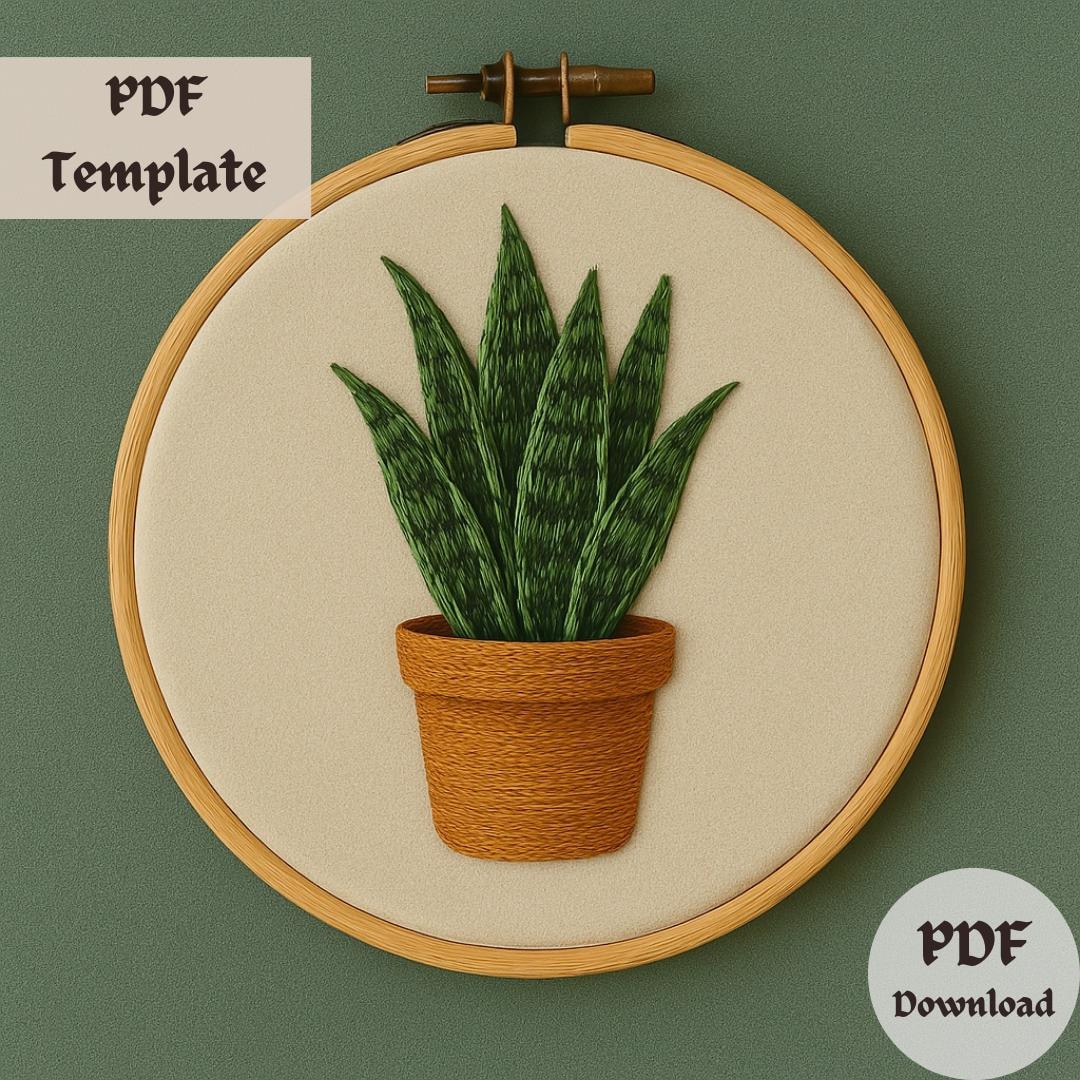 Snake Plant Embroidery Pattern, Houseplant Stitching PDF, Hand ...