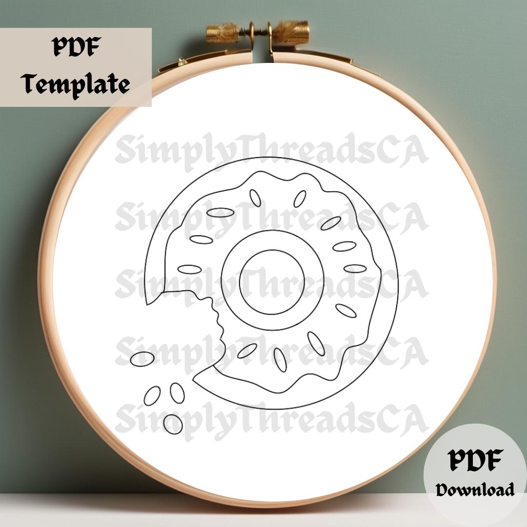 Bitten Donut Embroidery Pattern, Hand Embroidery PDF, DIY Sweet Treat ...