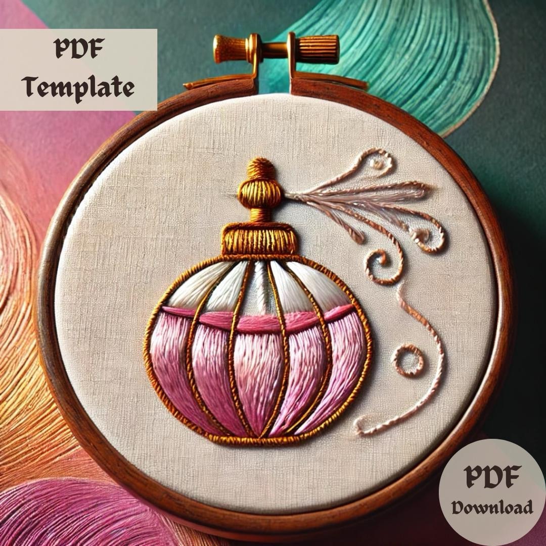 Perfume Bottle Embroidery Pattern, Elegant Stitching PDF, Fragrance ...